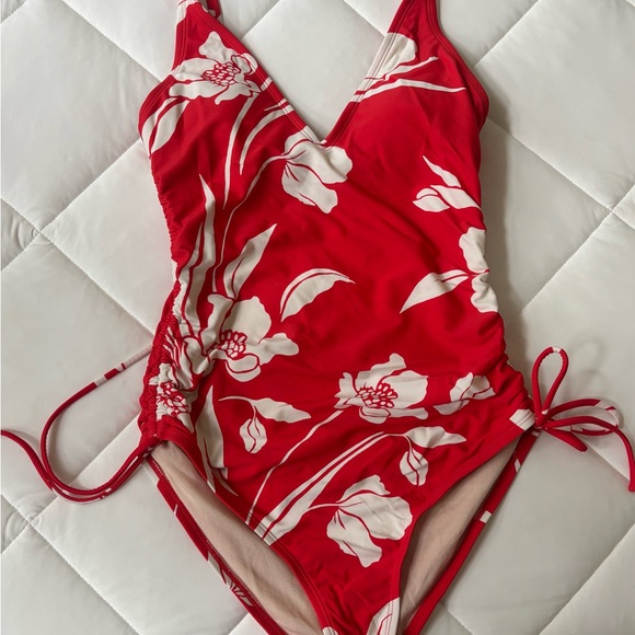 Kona Sol | Swim | Kona Sol Red And White Floral One Piece Swimsuit With ...